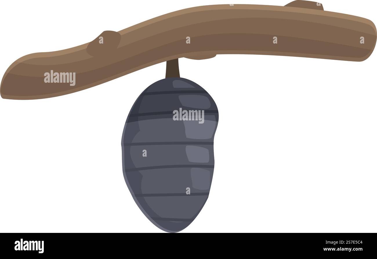 Black cocoon icon cartoon vector. Nature larva. Pupa wildlife. Black ...