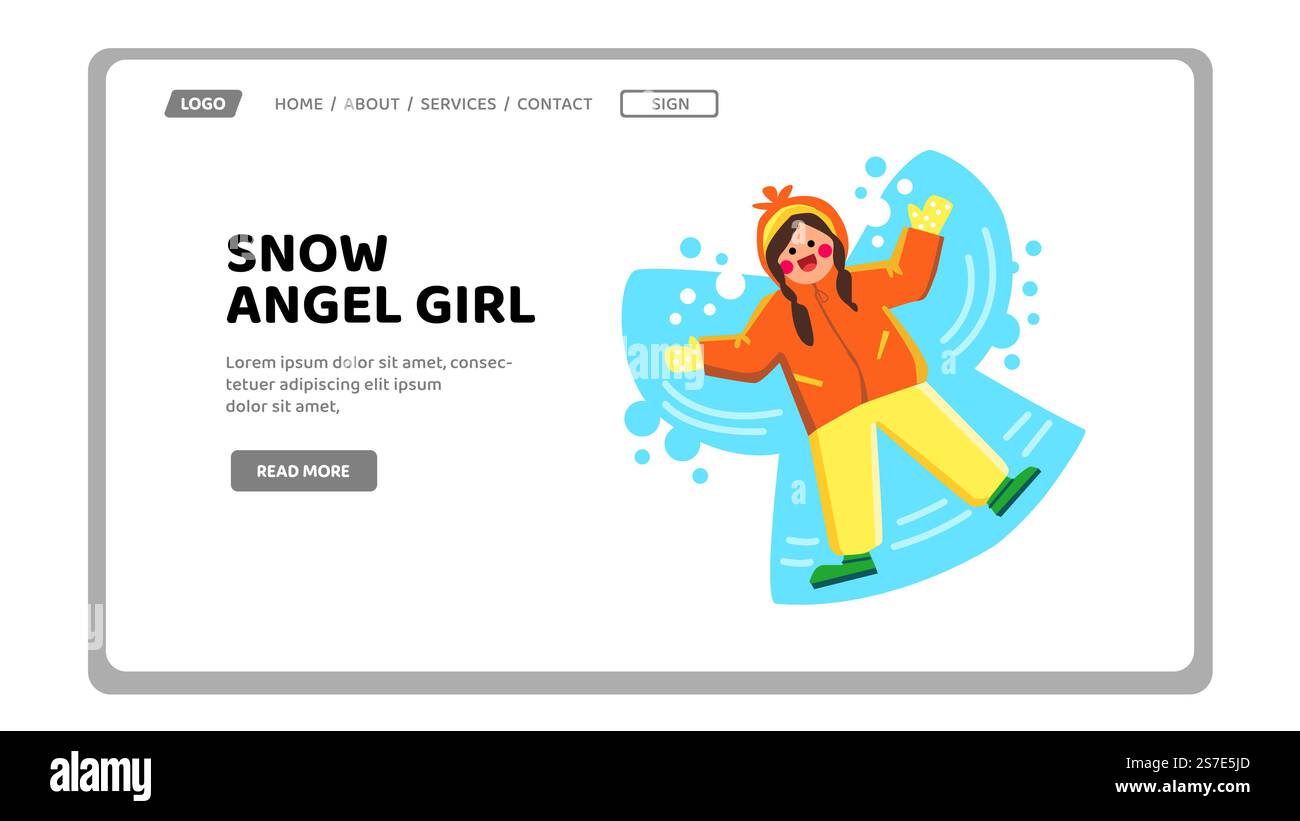 snow angel girl vector. fun winter, joy white, beautiful christmas ...