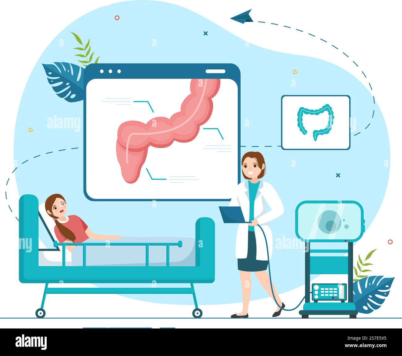 Proctologist or Colonoscopy Illustration with a Doctor Examines of the ...