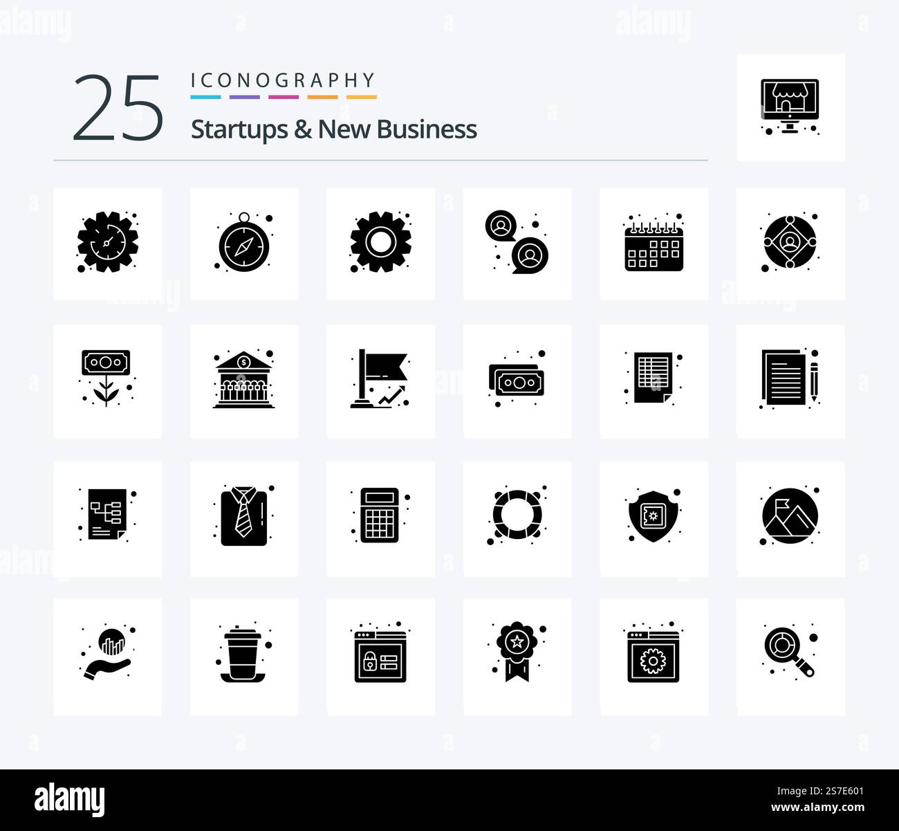 Startups And New Business 25 Solid Glyph icon pack including business ...