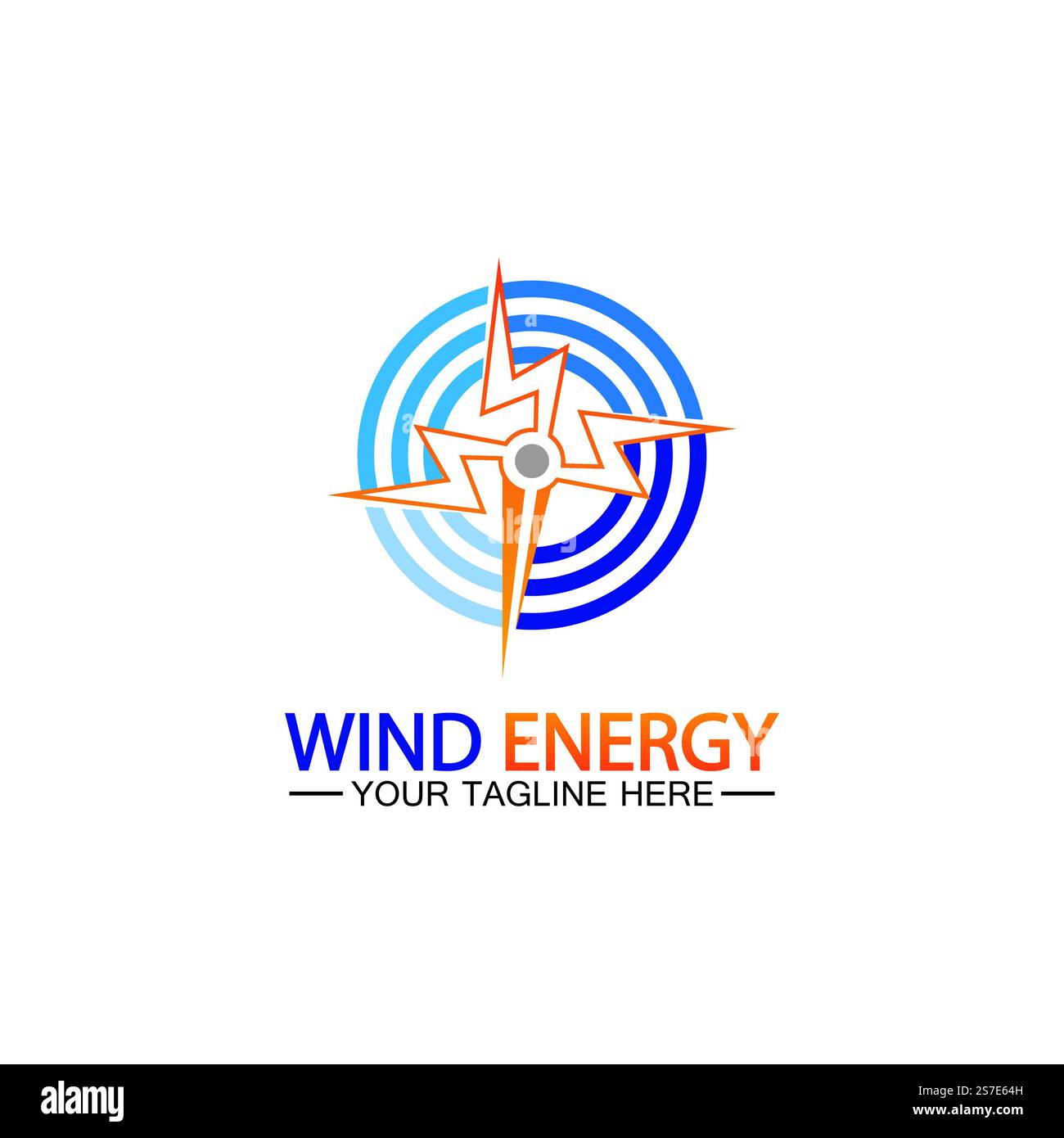 Wind energy logo. renewable energy icon with wind turbines and thunder ...