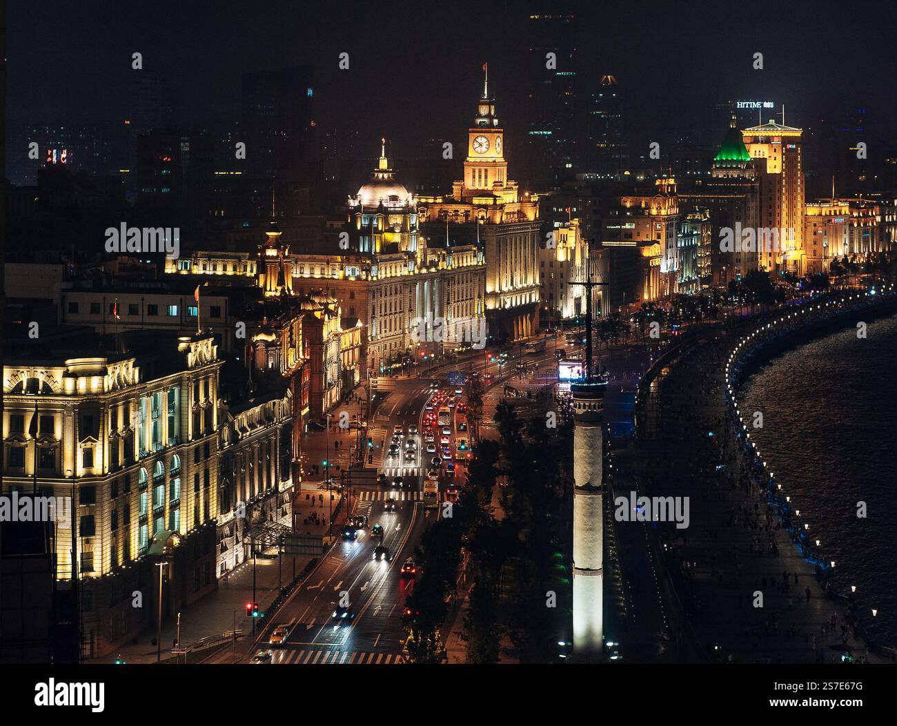 The Bund by night in Shanghai. The Bund is a historic waterfront ...