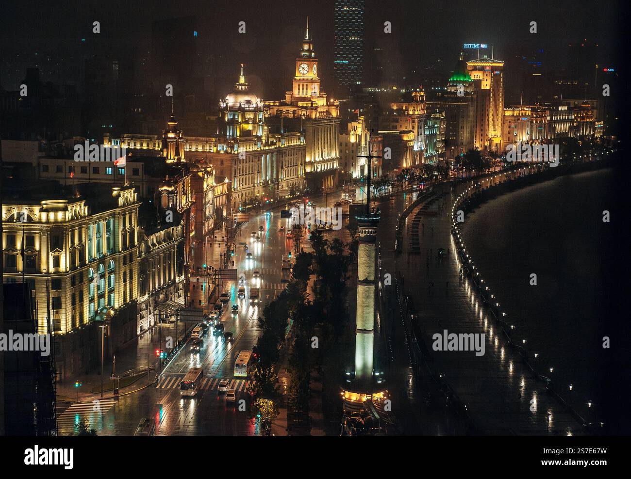 The Bund by night in Shanghai. The Bund is a historic waterfront ...