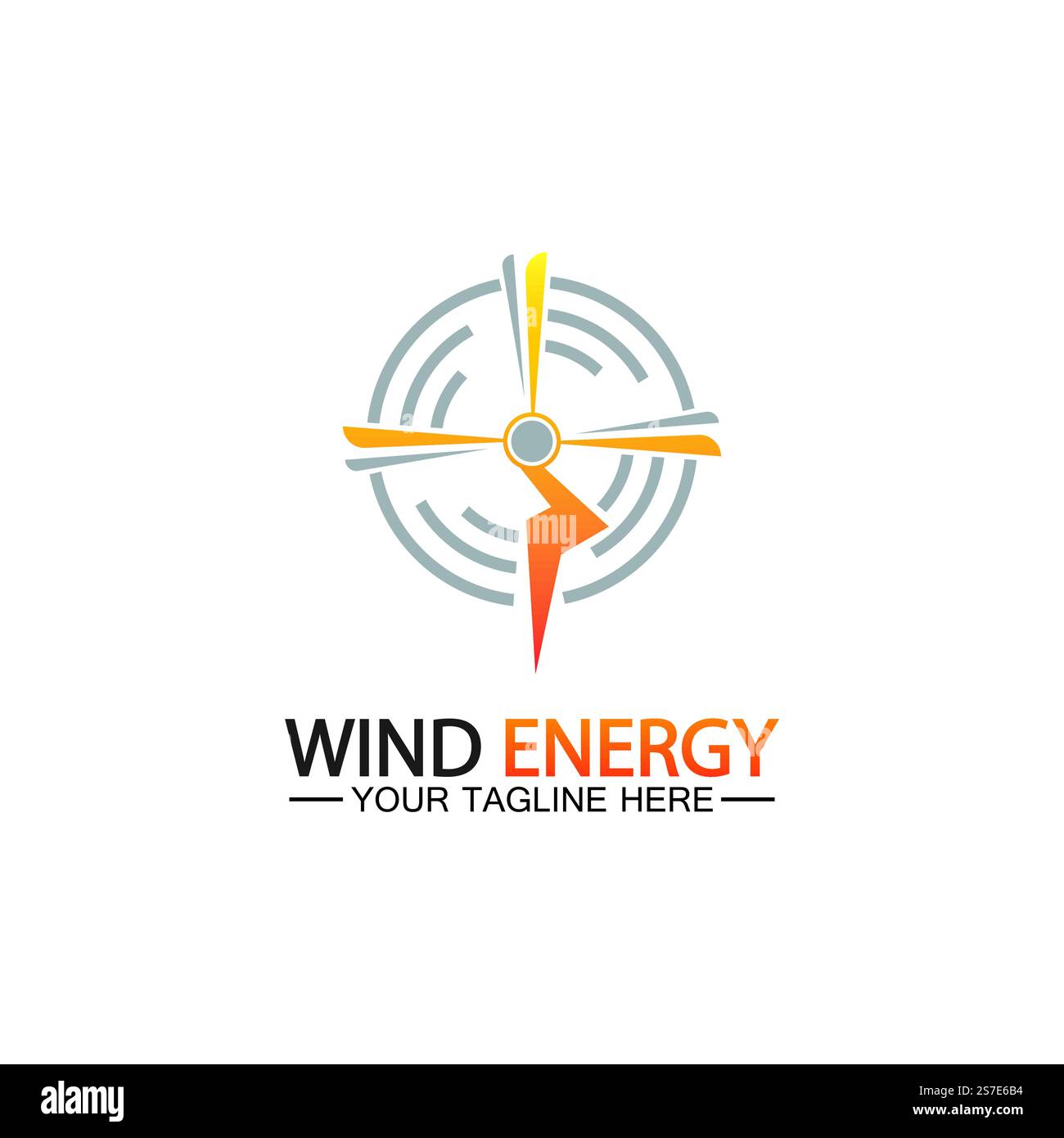 Wind energy logo. renewable energy icon with wind turbines and thunder ...