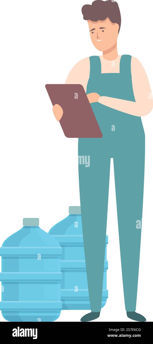 Carry water icon cartoon vector. Service delivery. Worker job. Carry ...