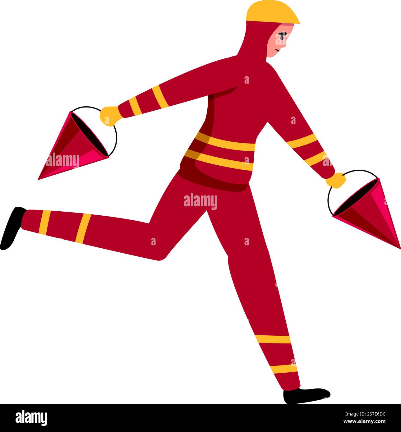 Firefighter use sand icon cartoon vector. Man professional. Brave ...