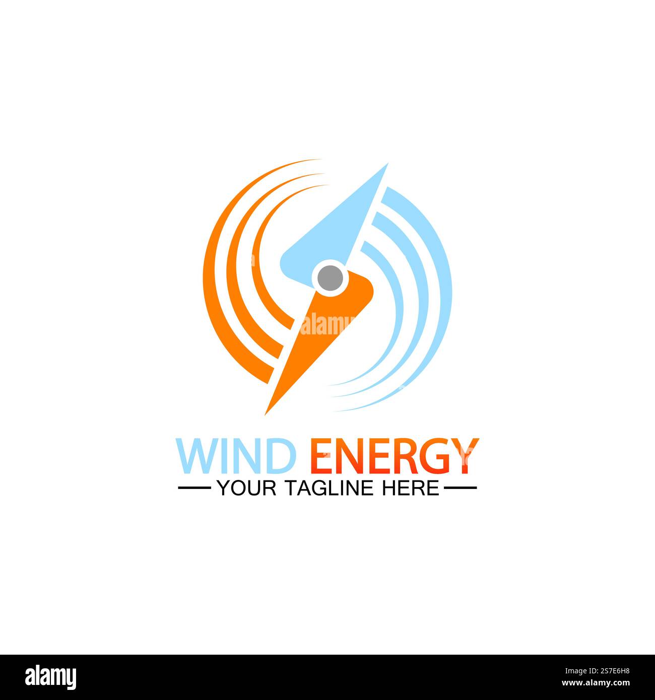Wind energy logo. renewable energy icon with wind turbines and thunder ...