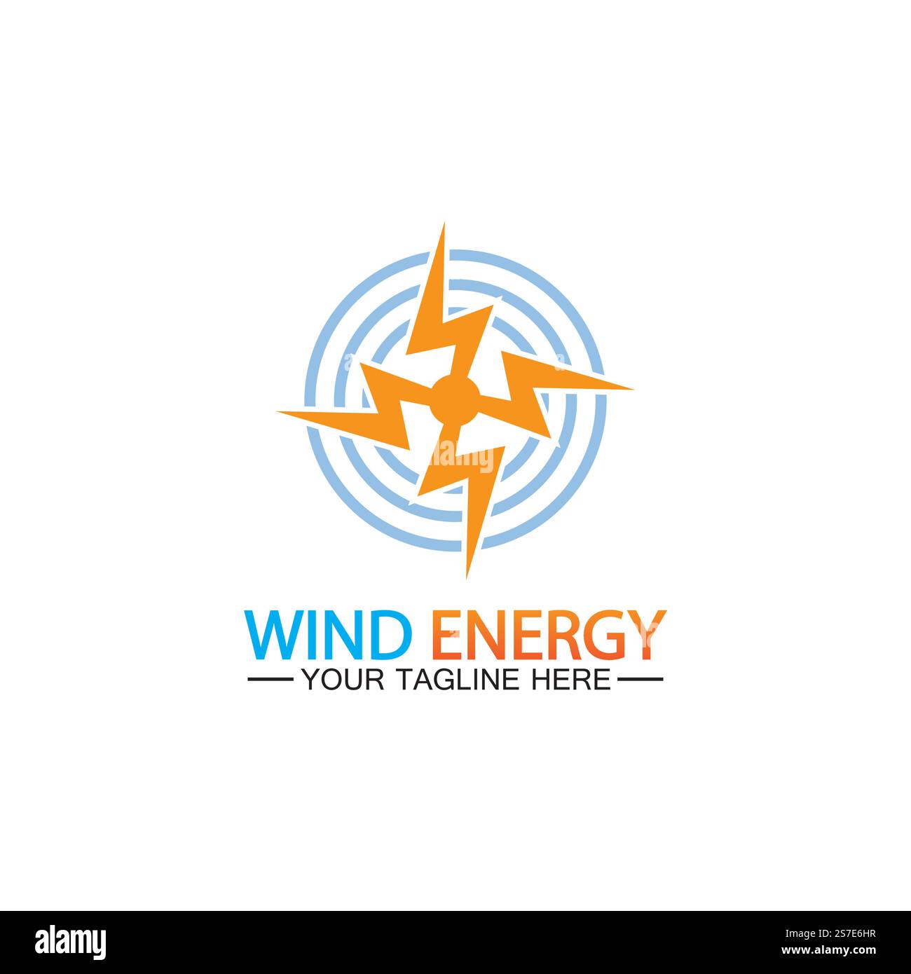 Wind energy logo. renewable energy icon with wind turbines and thunder ...