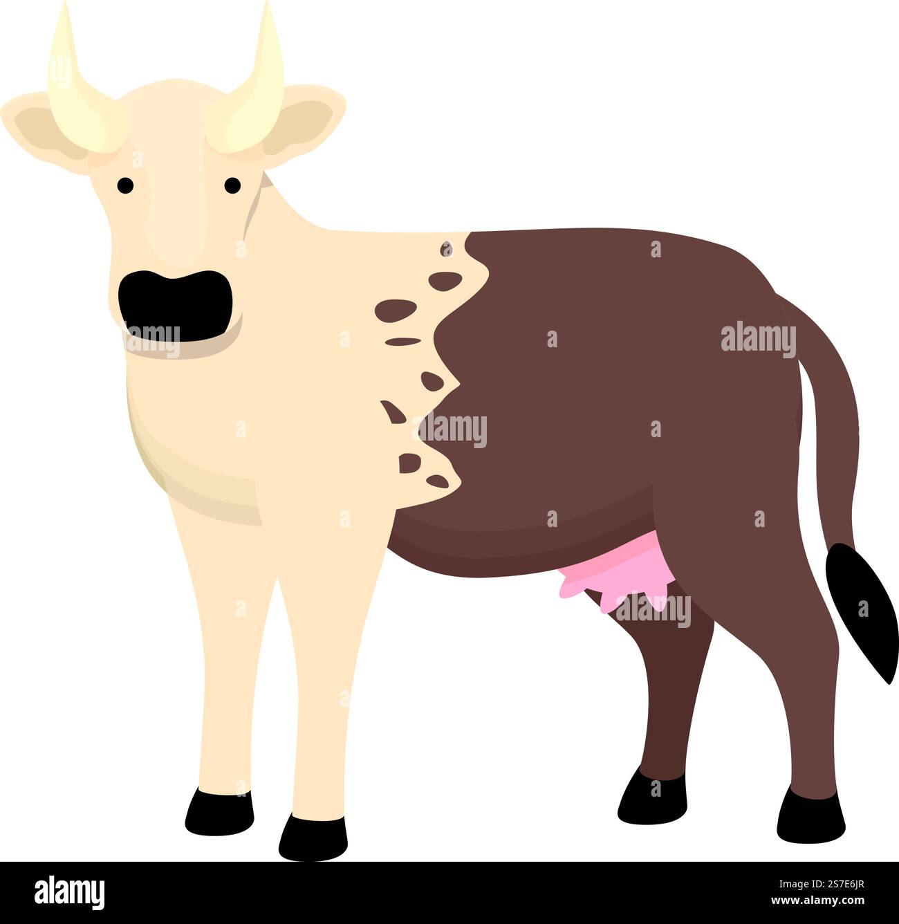 Half color cow icon cartoon vector. Farm animal. Female grass. Half ...