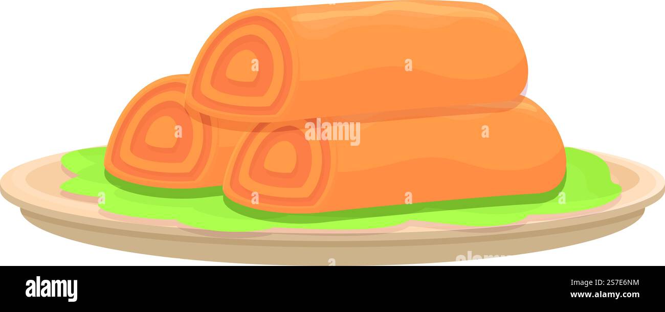 Pork spring roll icon cartoon vector. Food cuisine. China meal. Pork ...