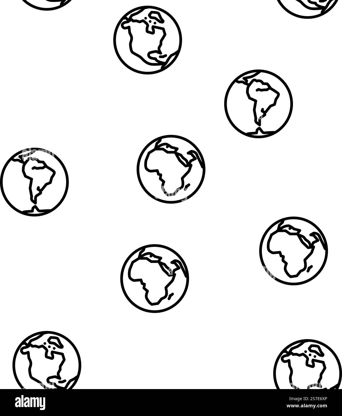 earth world globe planet vector seamless pattern thin line illustration ...