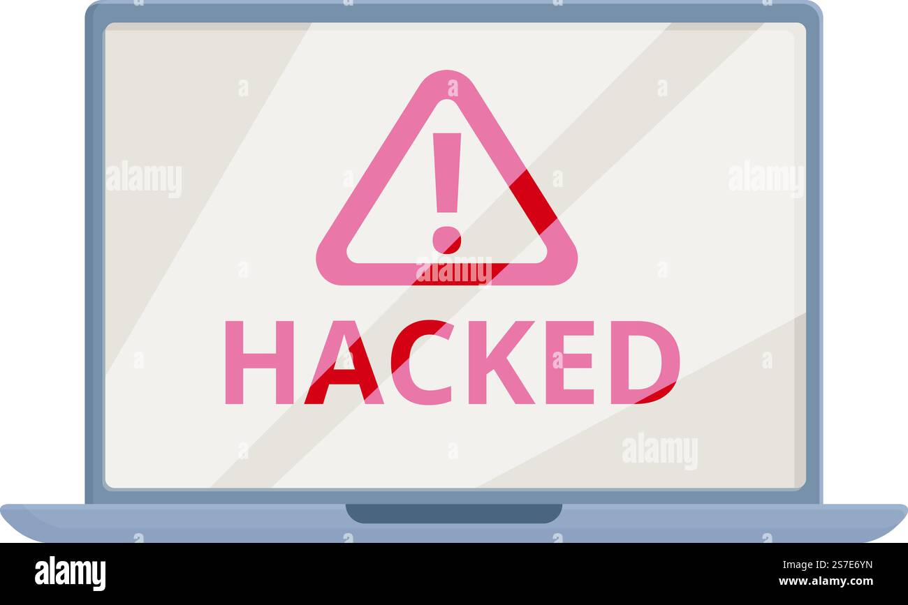 Hacked laptop icon cartoon vector. Cyber attack. Steal data. Hacked laptop icon cartoon vector ...