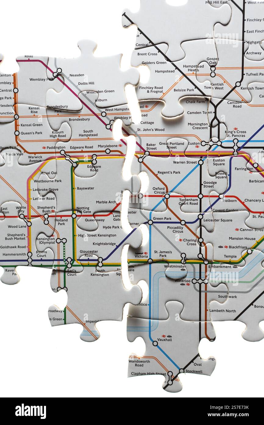 Transport for London London Underground puzzle showing tube lines and ...
