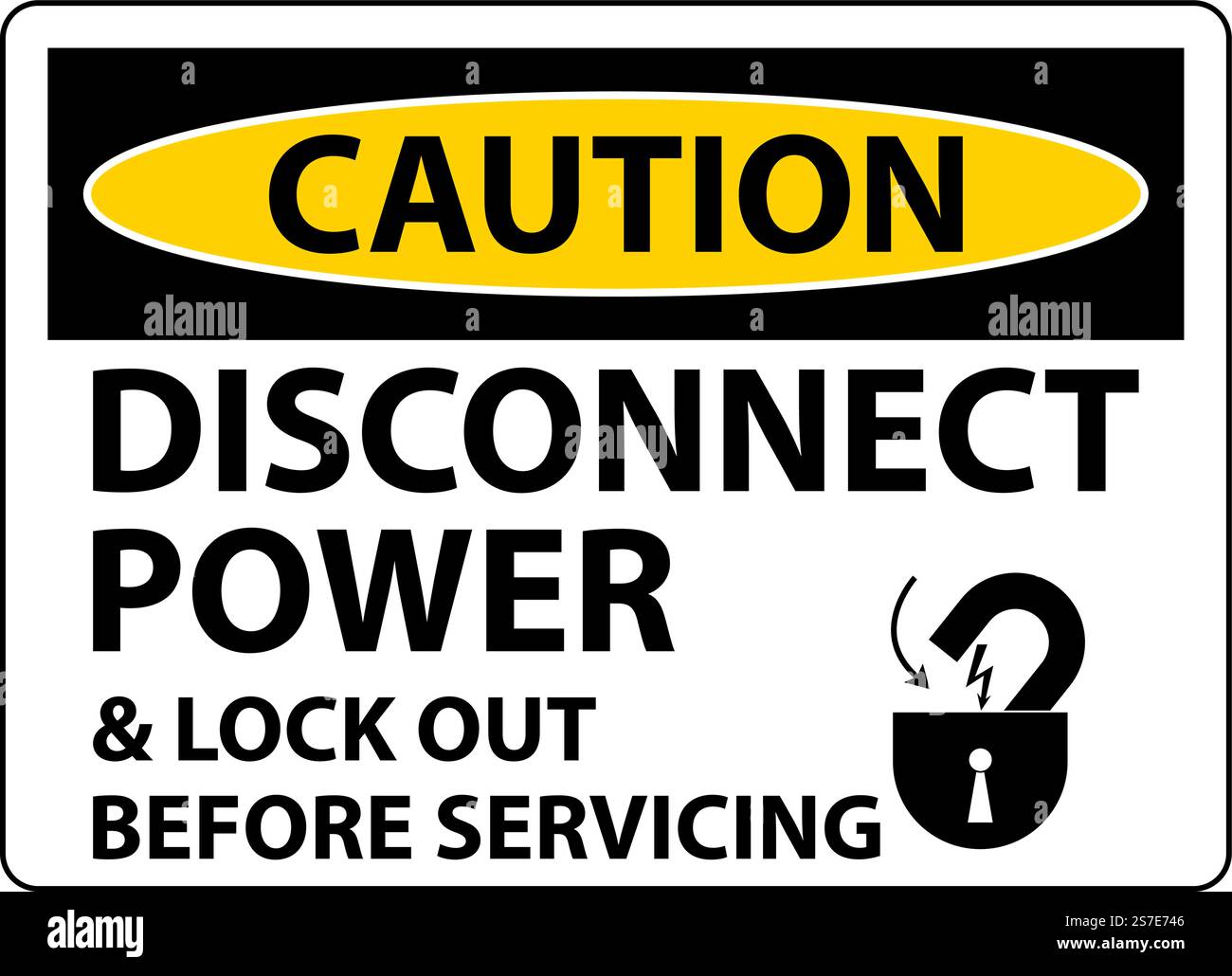 Caution Disconnect Power Label On White Background Stock Vector Image ...