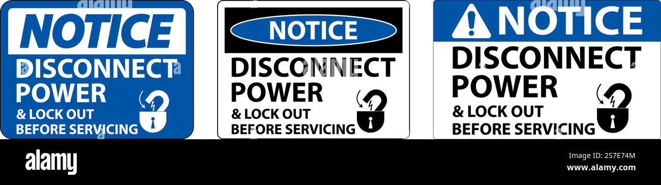Notice Disconnect Power Label On White Background Stock Vector Image ...