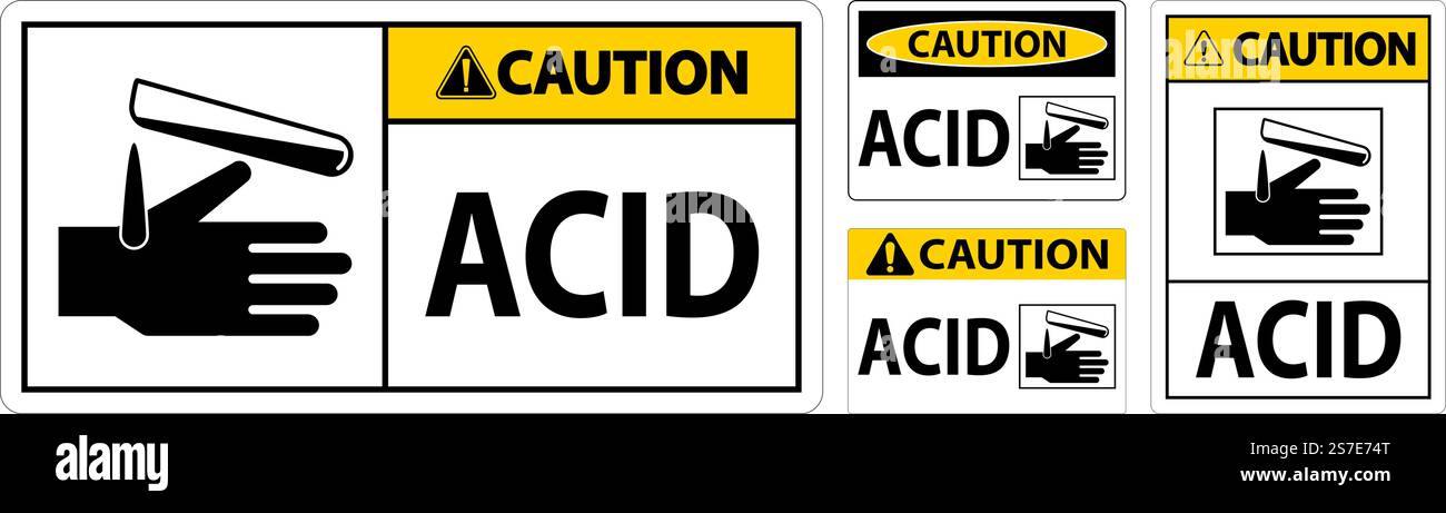 Caution Acid Sign On White Background Stock Vector Image & Art - Alamy