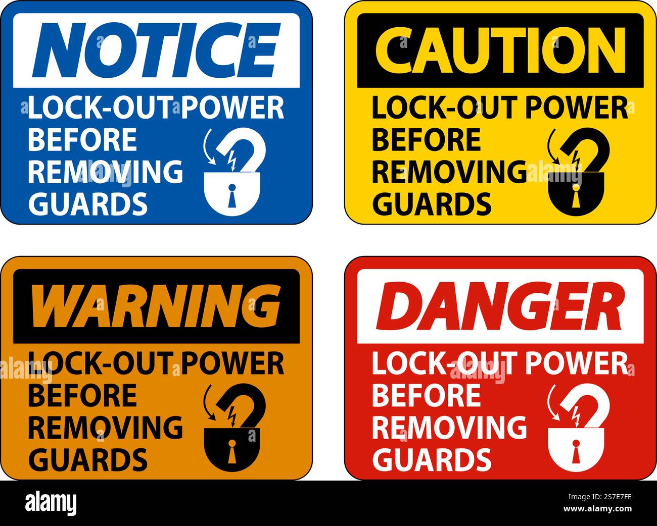 Danger Lock-Out Power Label On White Background Stock Vector Image ...