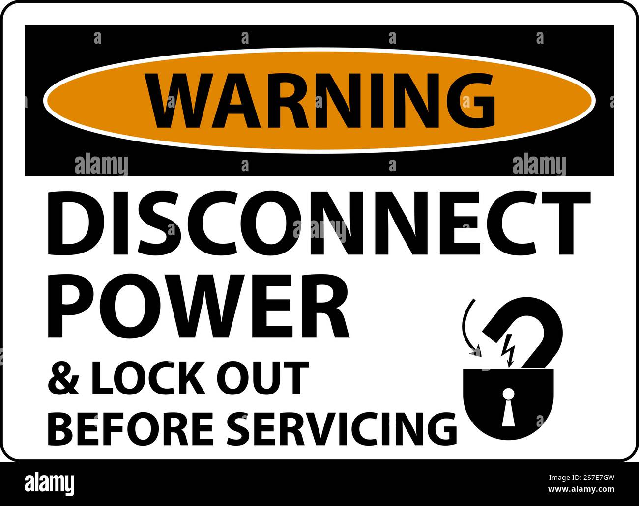Warning Disconnect Power Label On White Background Stock Vector Image ...