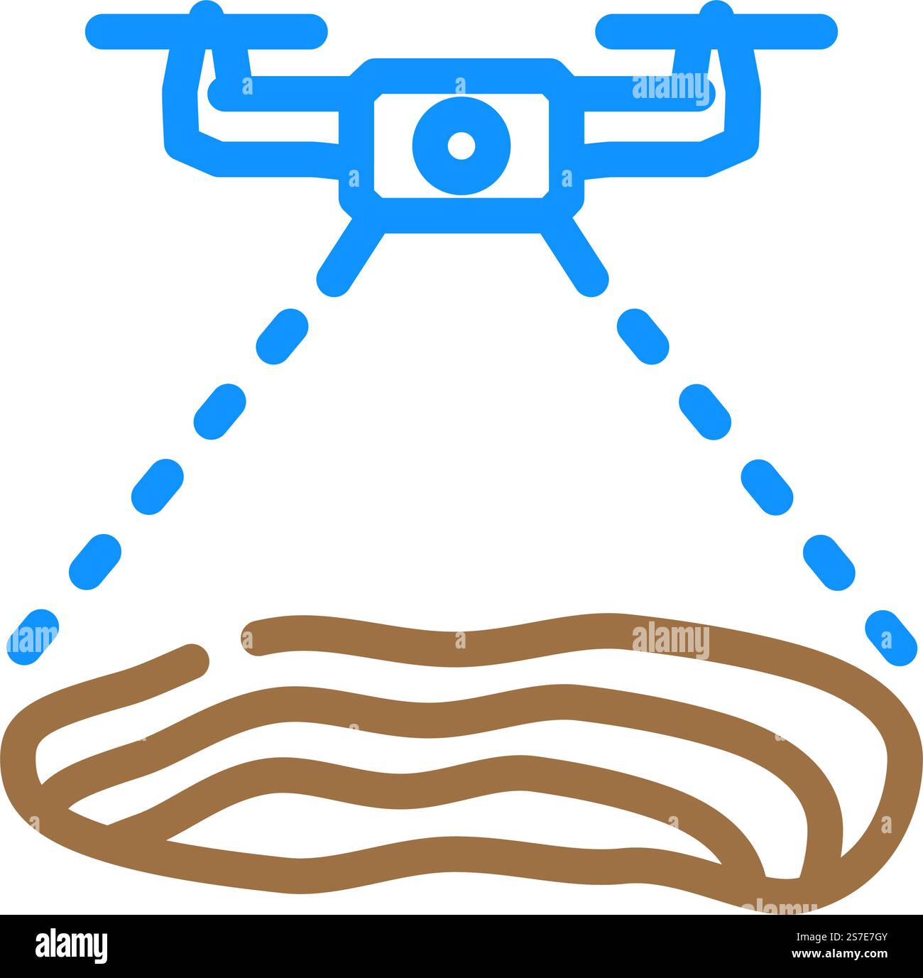 aerial surveying exploration copper color icon vector. aerial surveying ...