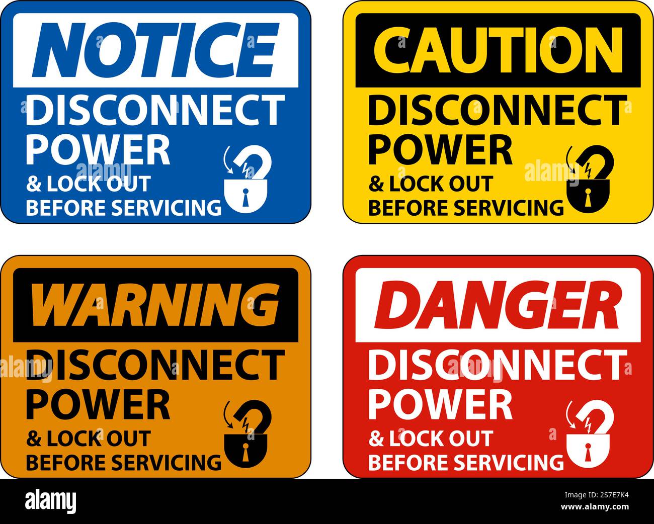 Caution Disconnect Power Label On White Background Stock Vector Image ...