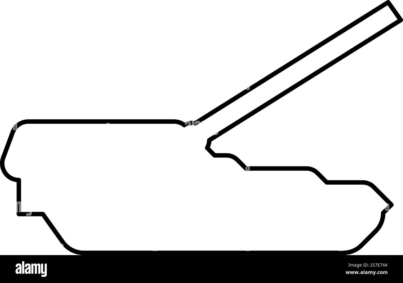Self-propelled howitzer artillery system contour outline line icon black color vector ...