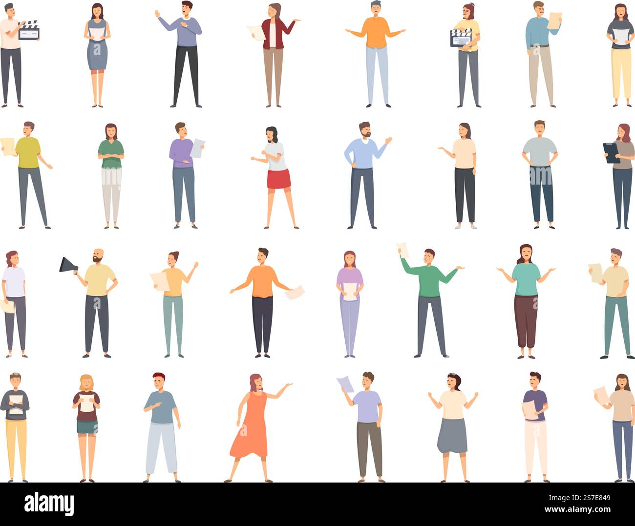 Casting actors icons set cartoon vector. Movie actor. Film camera ...