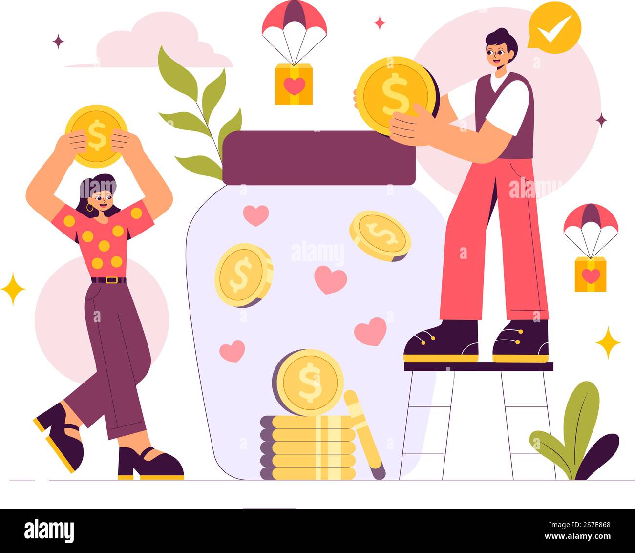 Fundraiser Vector Illustration featuring a Heart to Symbolize Support ...