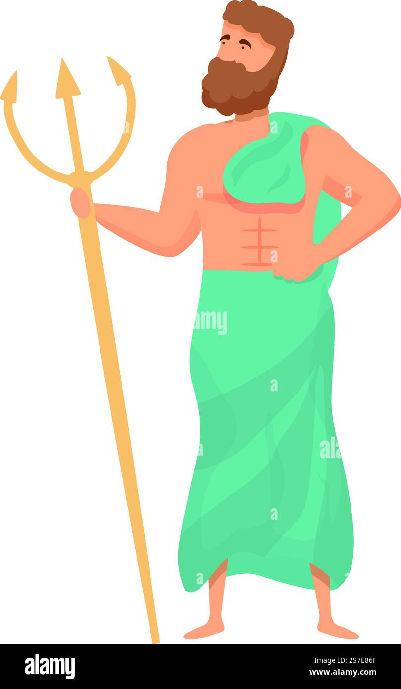 Poseidon icon cartoon vector. Greek god. Ancient ares. Poseidon icon ...