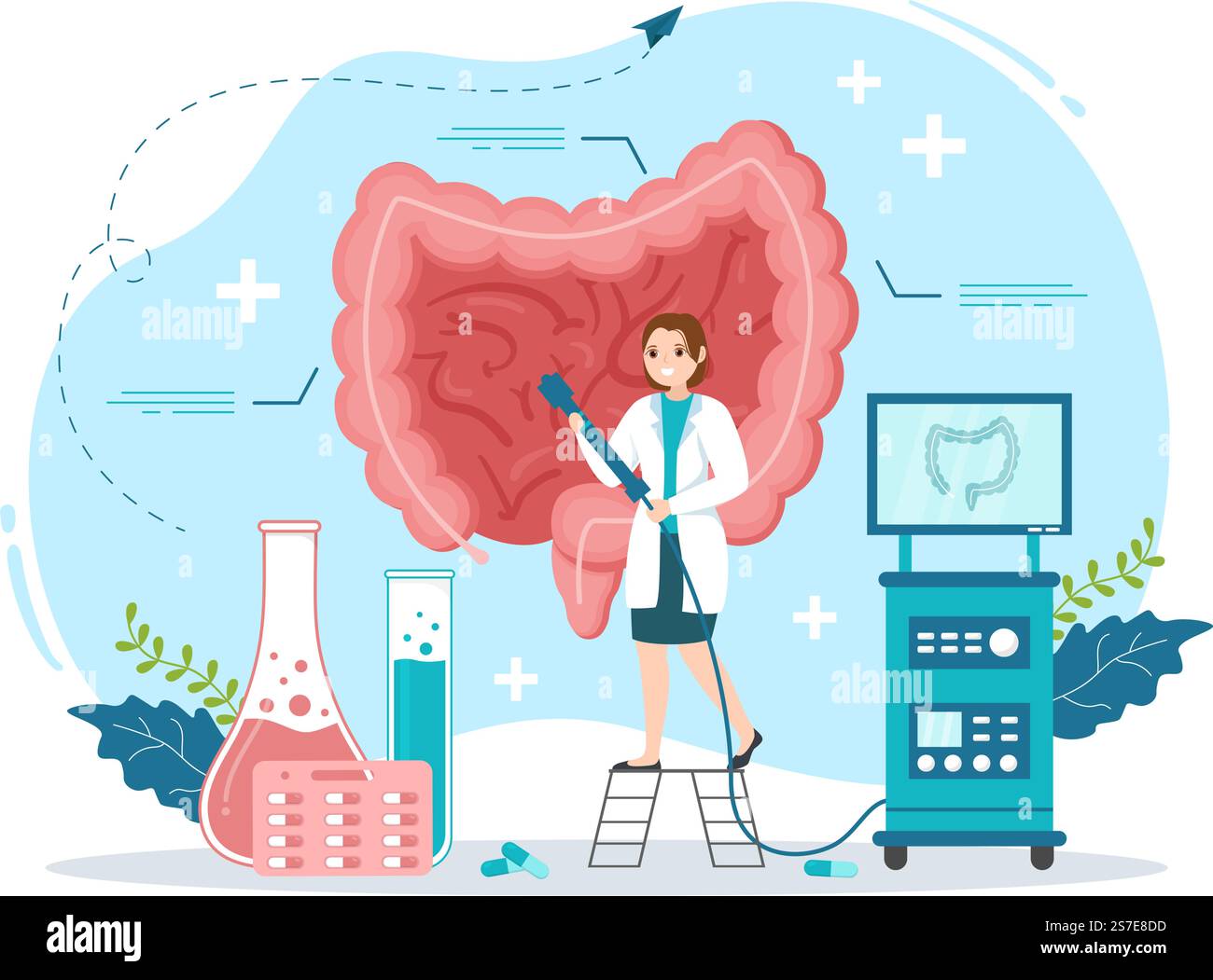 Proctologist or Colonoscopy Illustration with a Doctor Examines of the ...