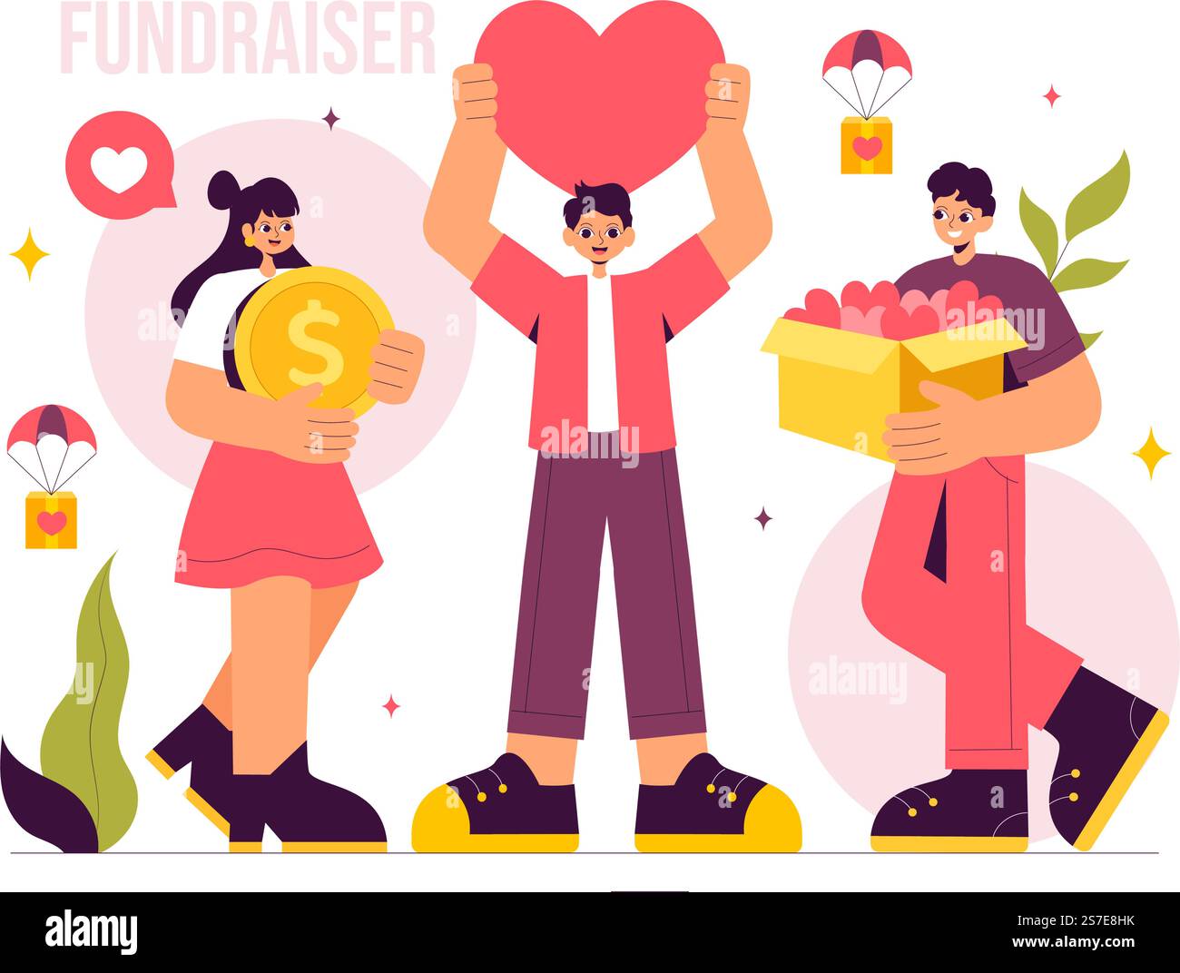 Fundraiser Vector Illustration featuring a Heart to Symbolize Support ...