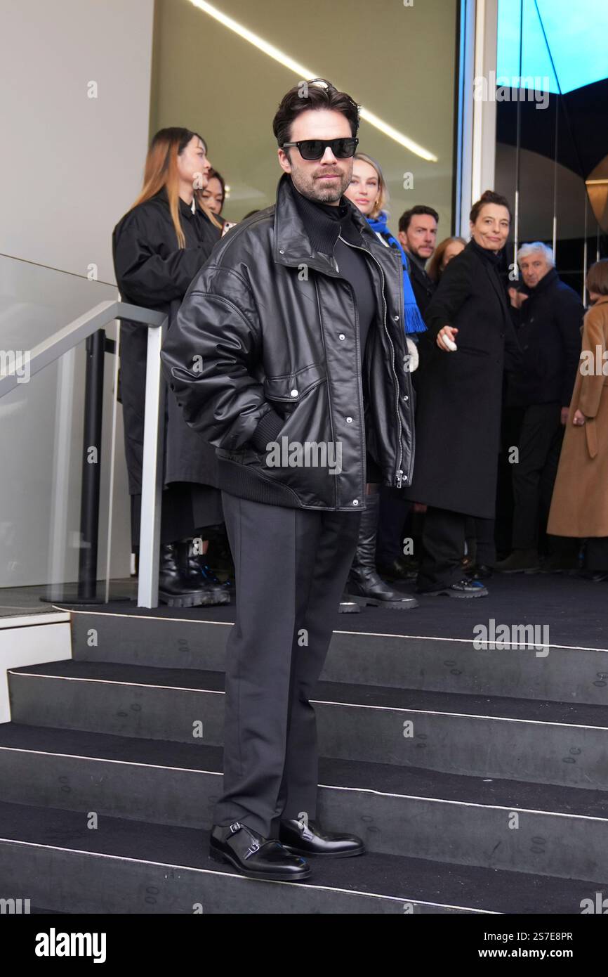 Sebastian Stan arrives as he attends at the men's Prada Fall-Winter ...