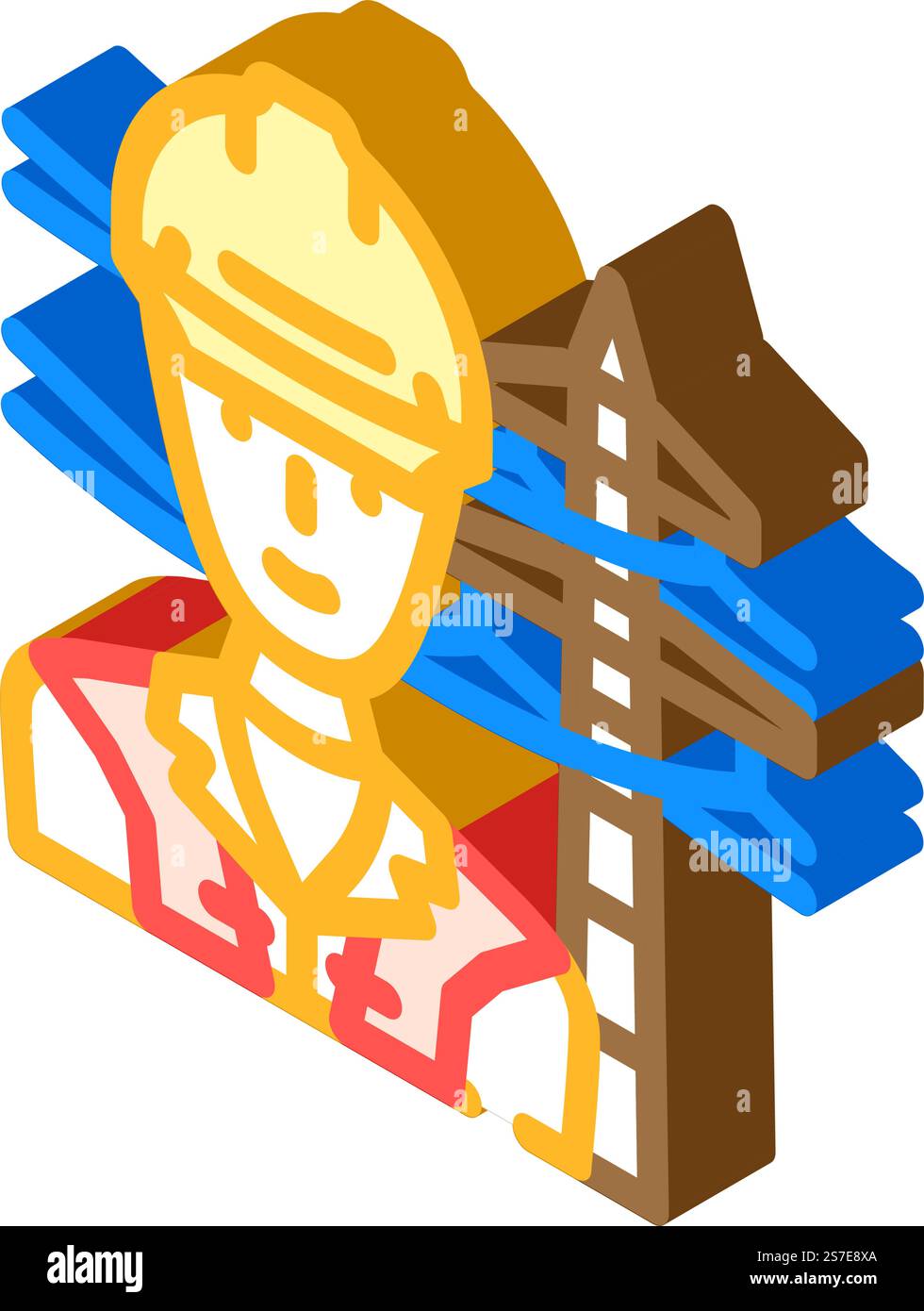 line installer repairer isometric icon vector. line installer repairer ...