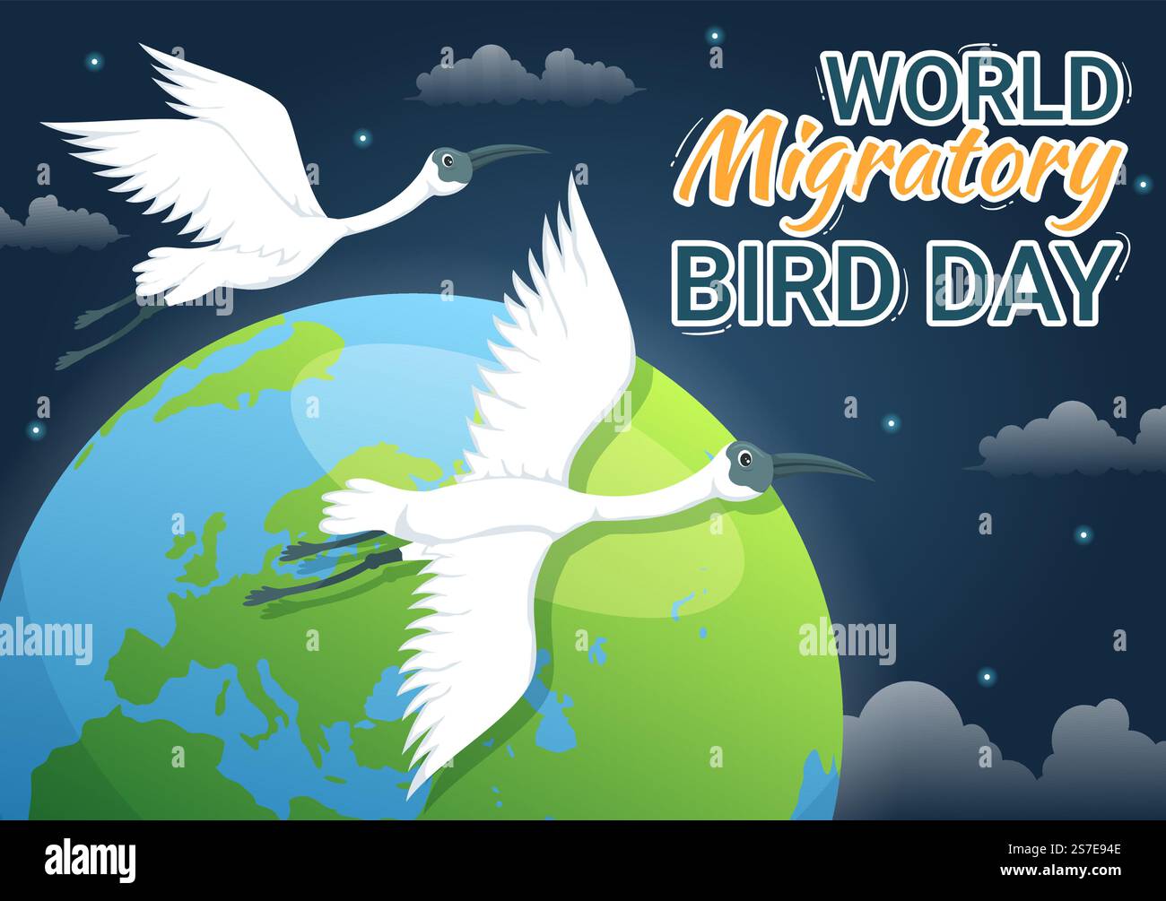 World Migratory Bird Day on May 8 Illustration with Birds Migrations ...