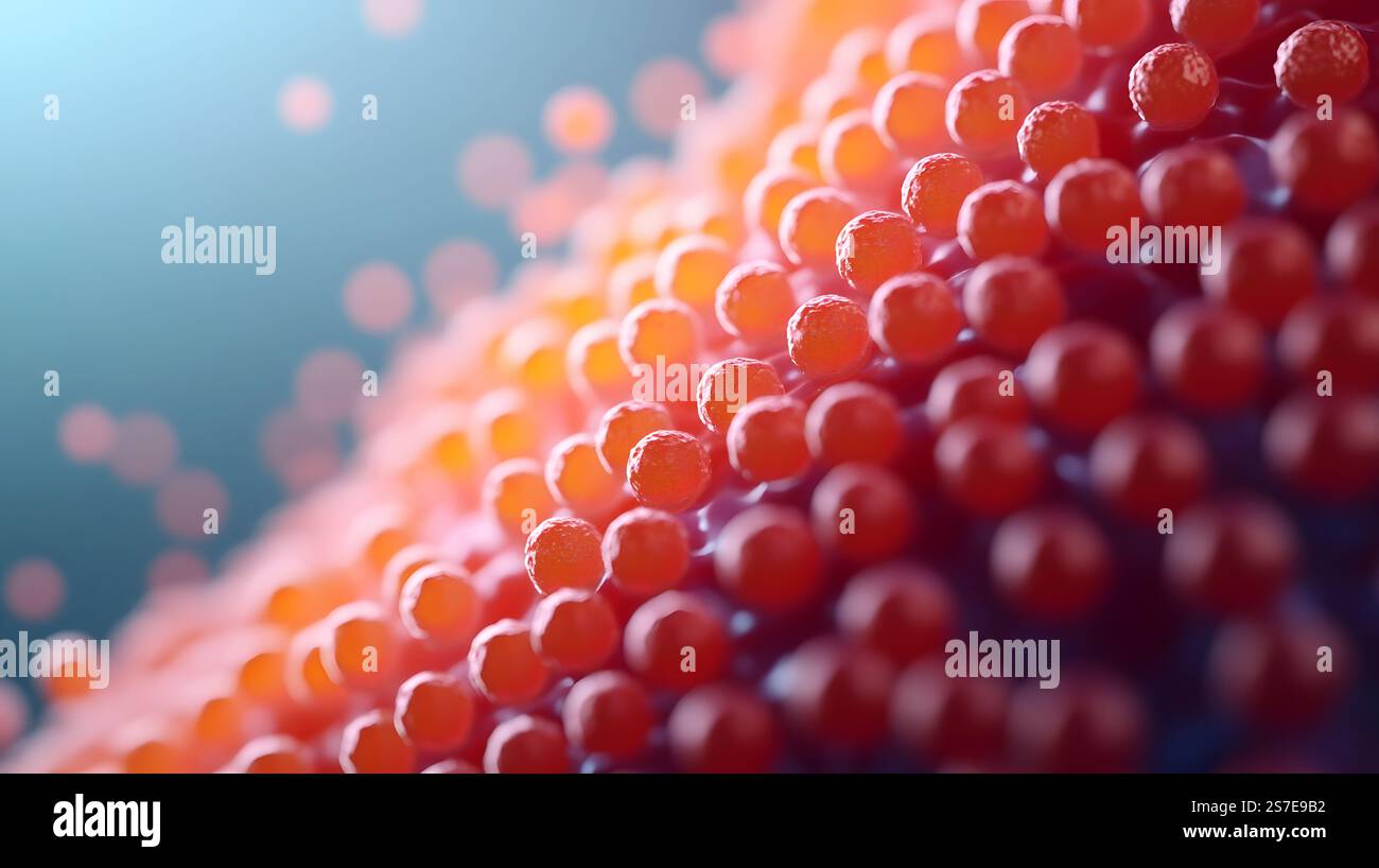Detailed 3D render showcasing the close-up view of peptides binding to ...