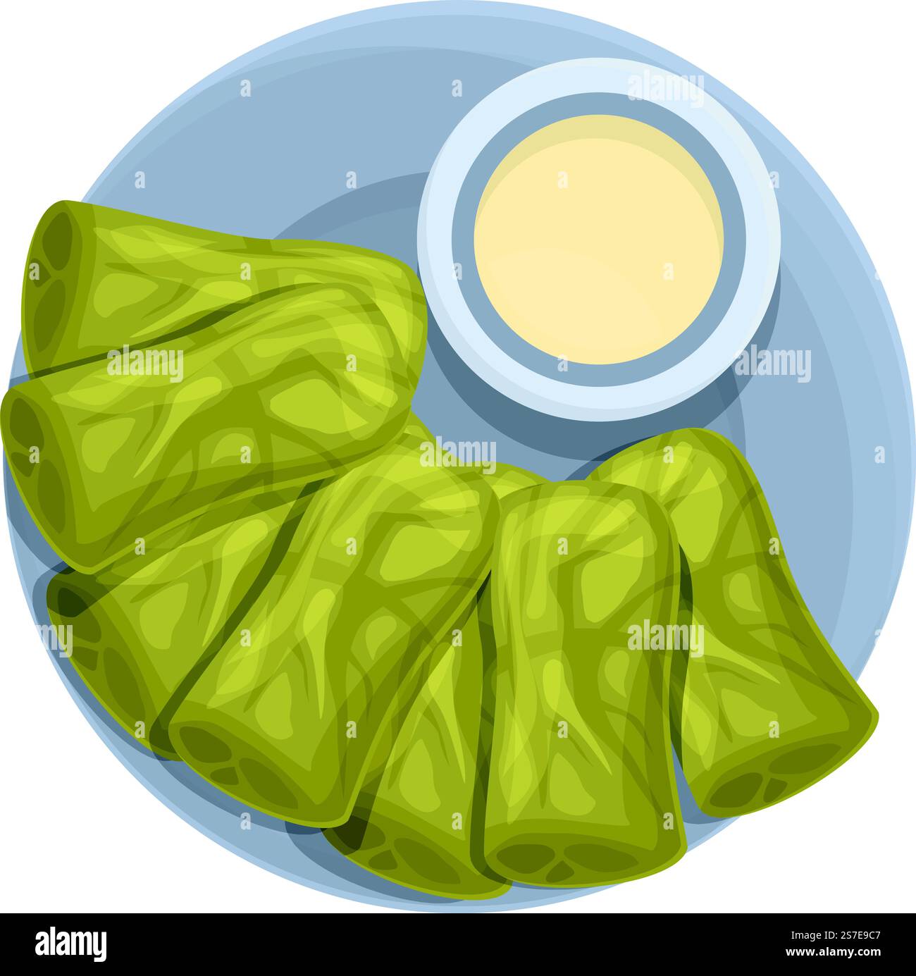 Top view dolma icon cartoon vector. Food cuisine. Dinner leaf. Top view ...