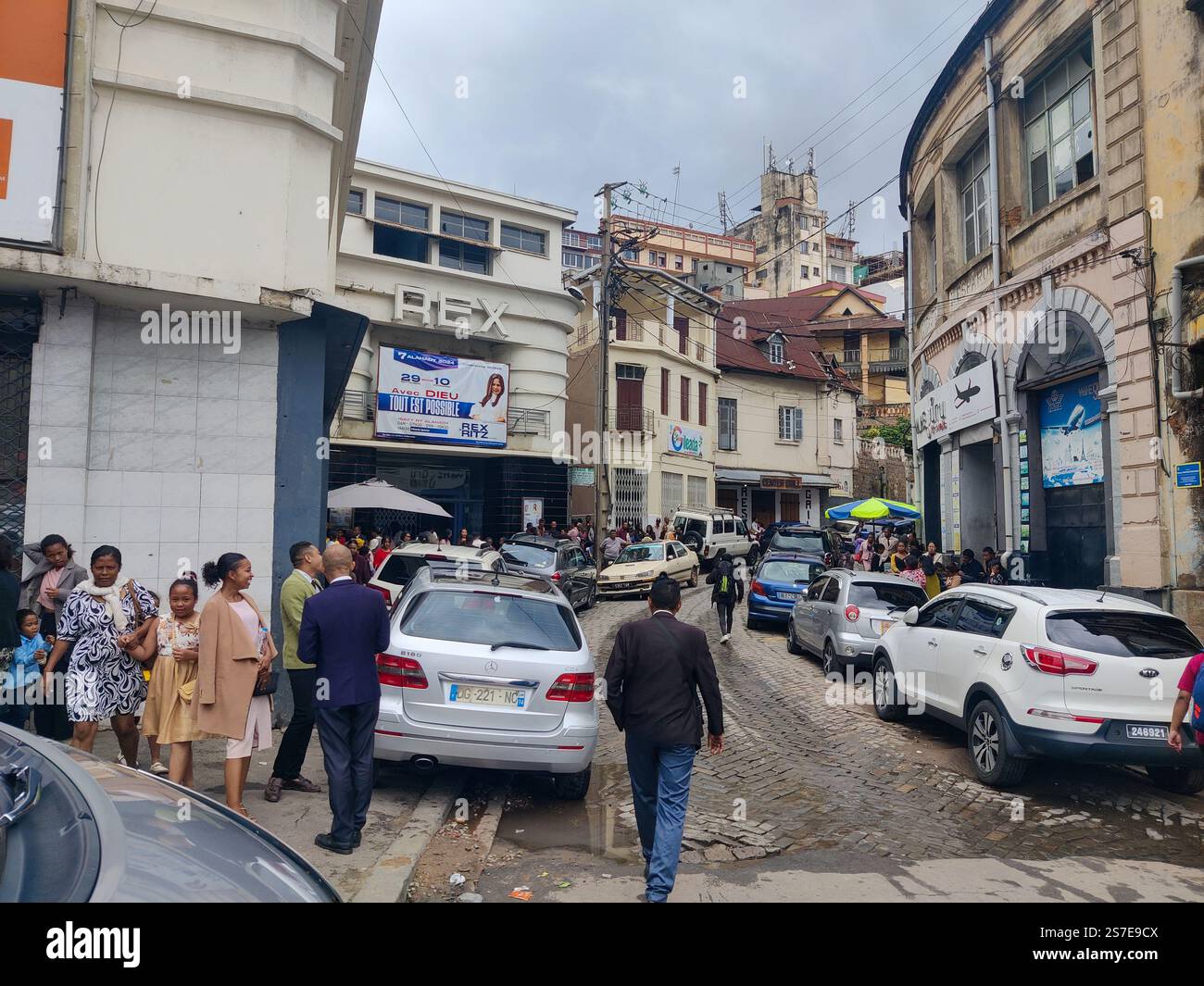 Antananarivo capital city of Madagascar island, street market and life ...