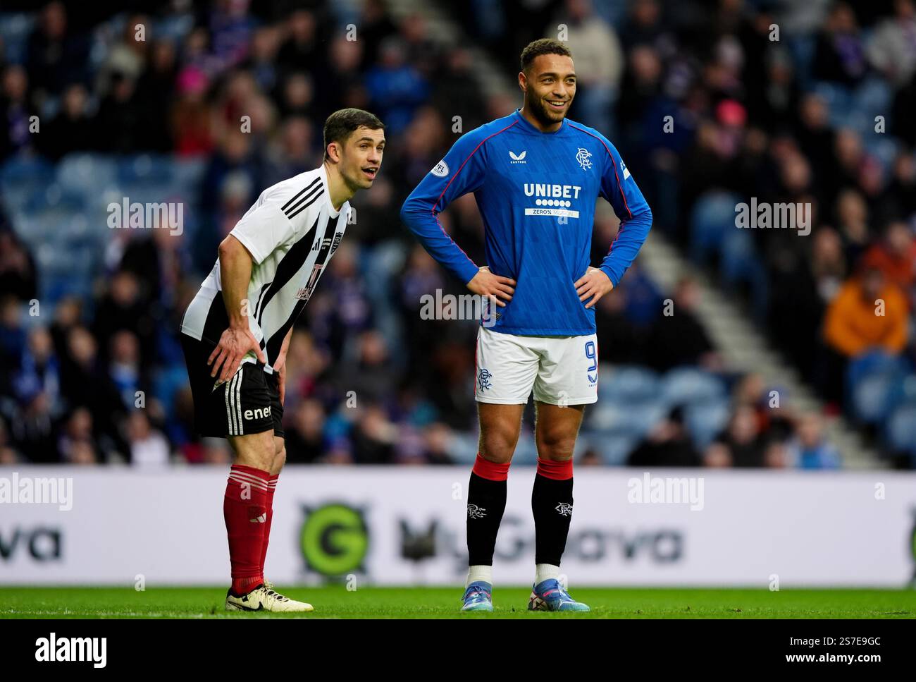 Rangers' Cyriel Dessers (right) reacts during the Scottish Gas Men's Scottish Cup fourth round ...