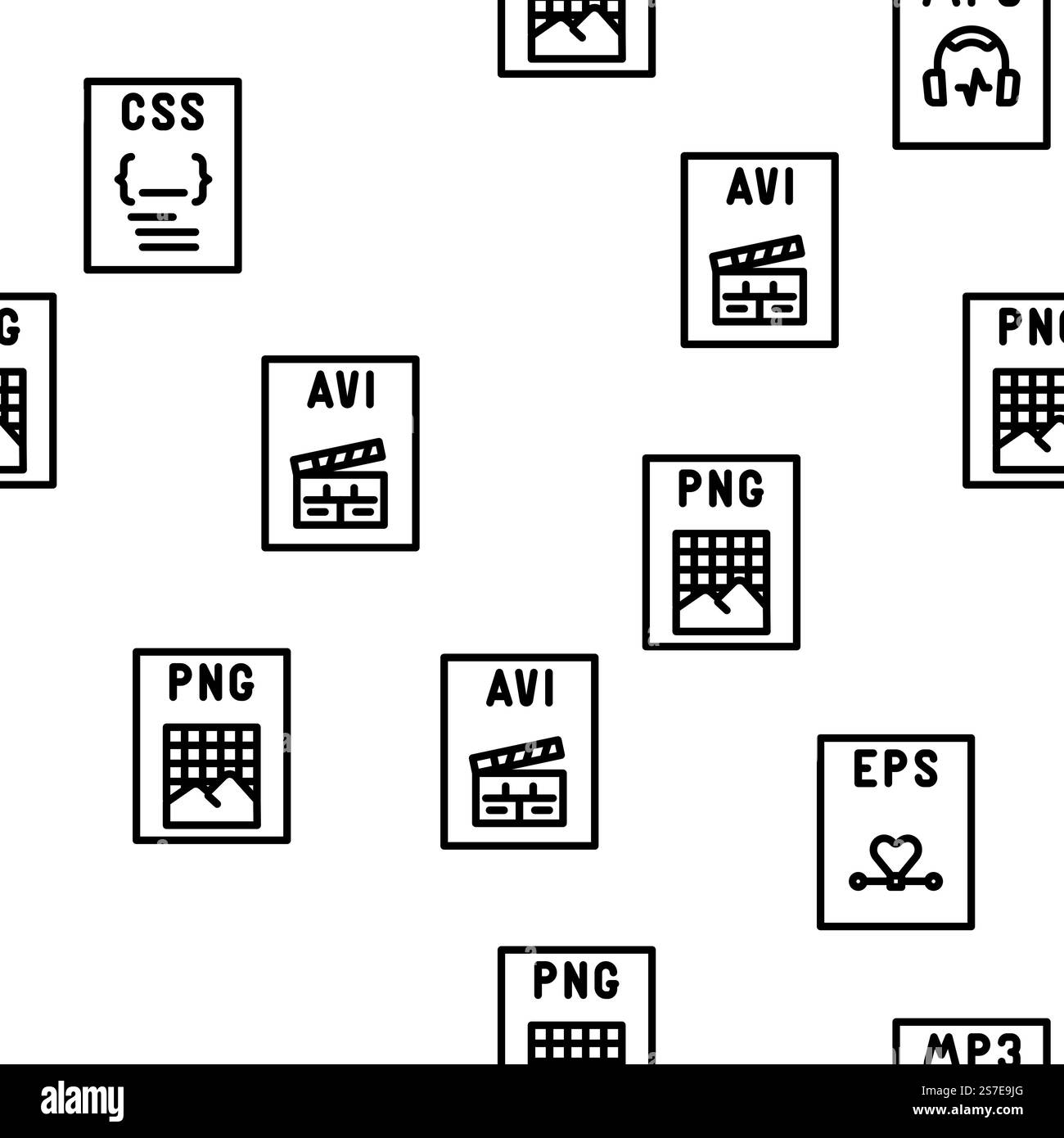 File Format Document Vector Seamless Pattern Thin Line Illustration File Format Document Vector