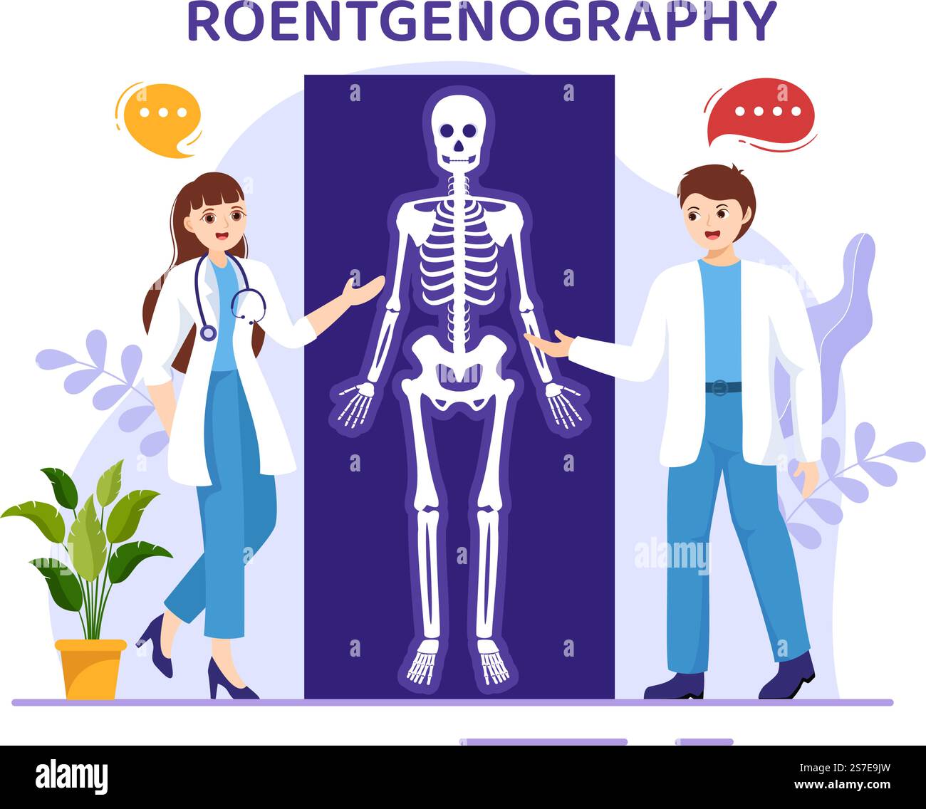 Roentgenography Illustration with Fluorography Body Checkup Procedure ...