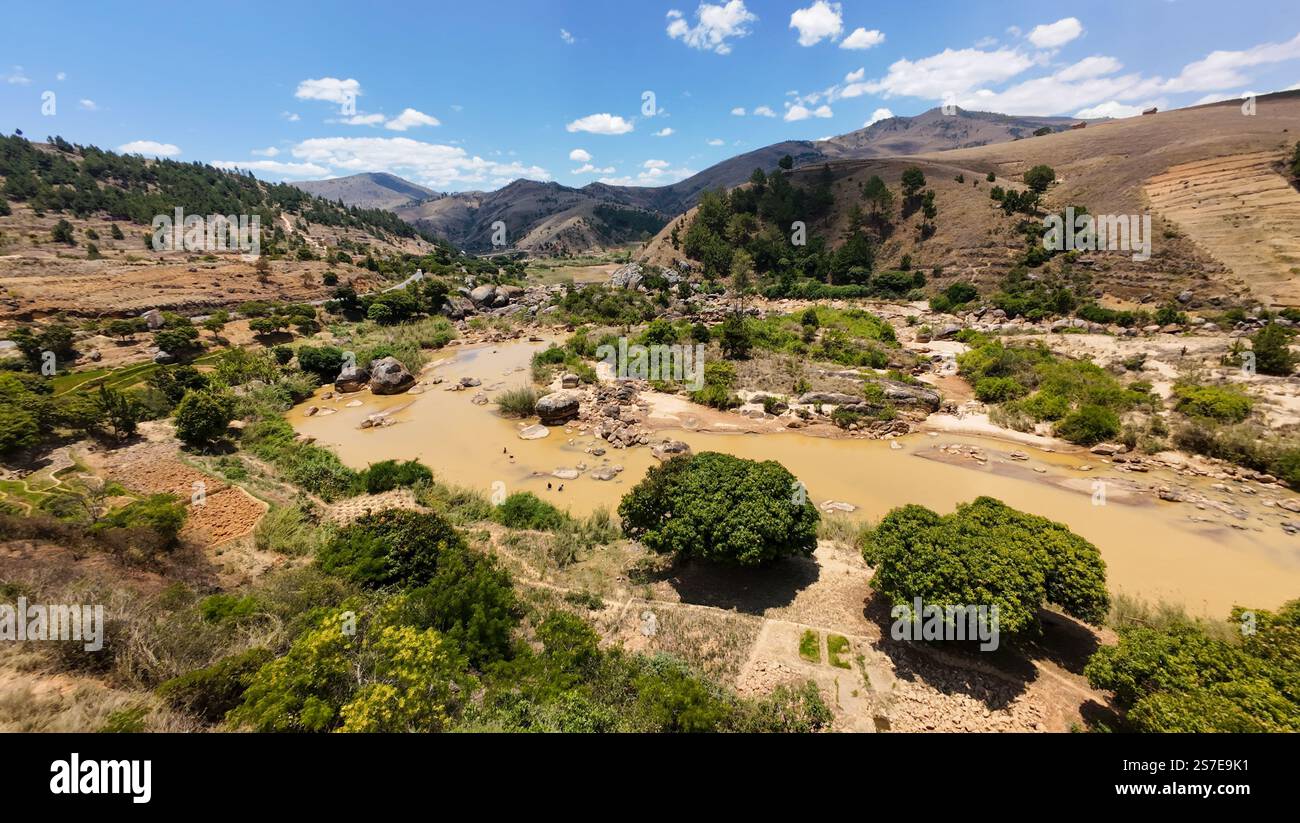 Landscapes of the island of Madagascar, Central Highlands and rice ...