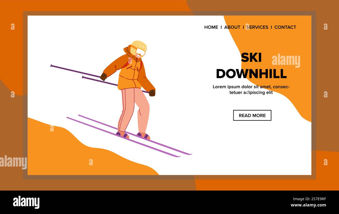 ski downhill vector. skier snow, action extreme, fun mountain, sport ...