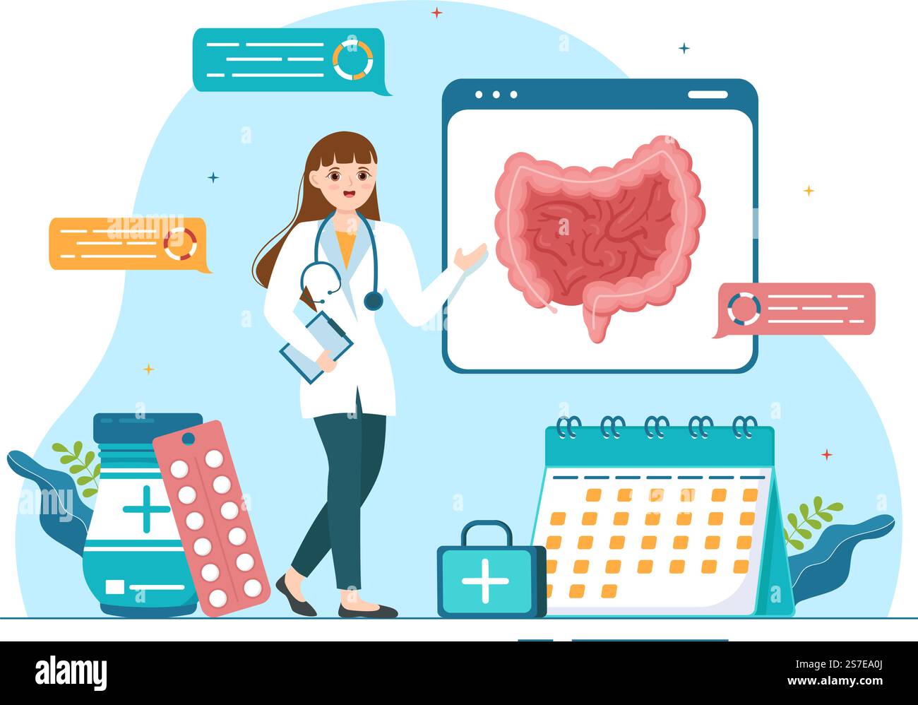 Proctologist or Colonoscopy Illustration with a Doctor Examines of the ...