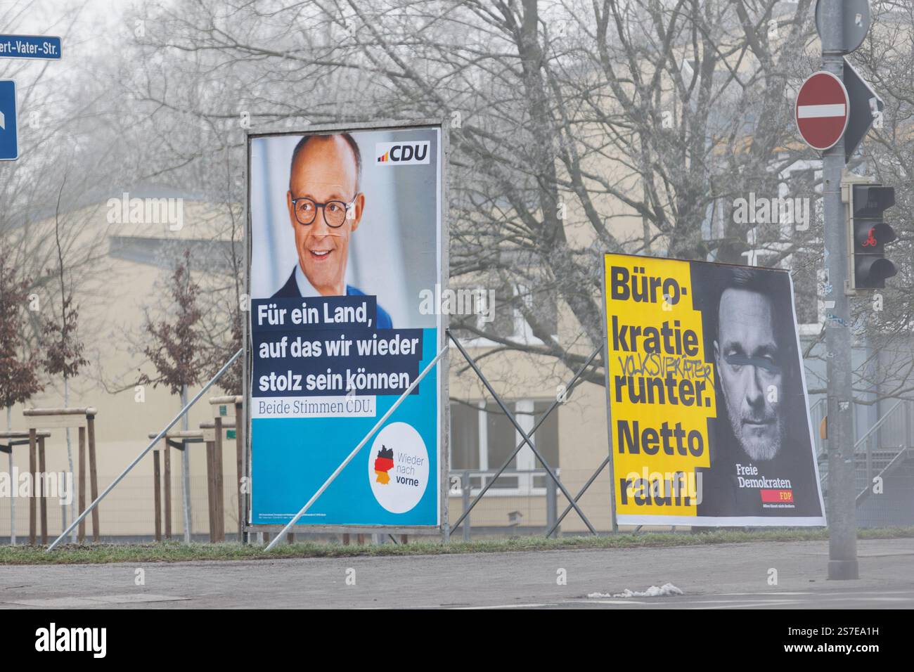 Magdeburg, Germany - 18th January 2025, Political ad billboards ...