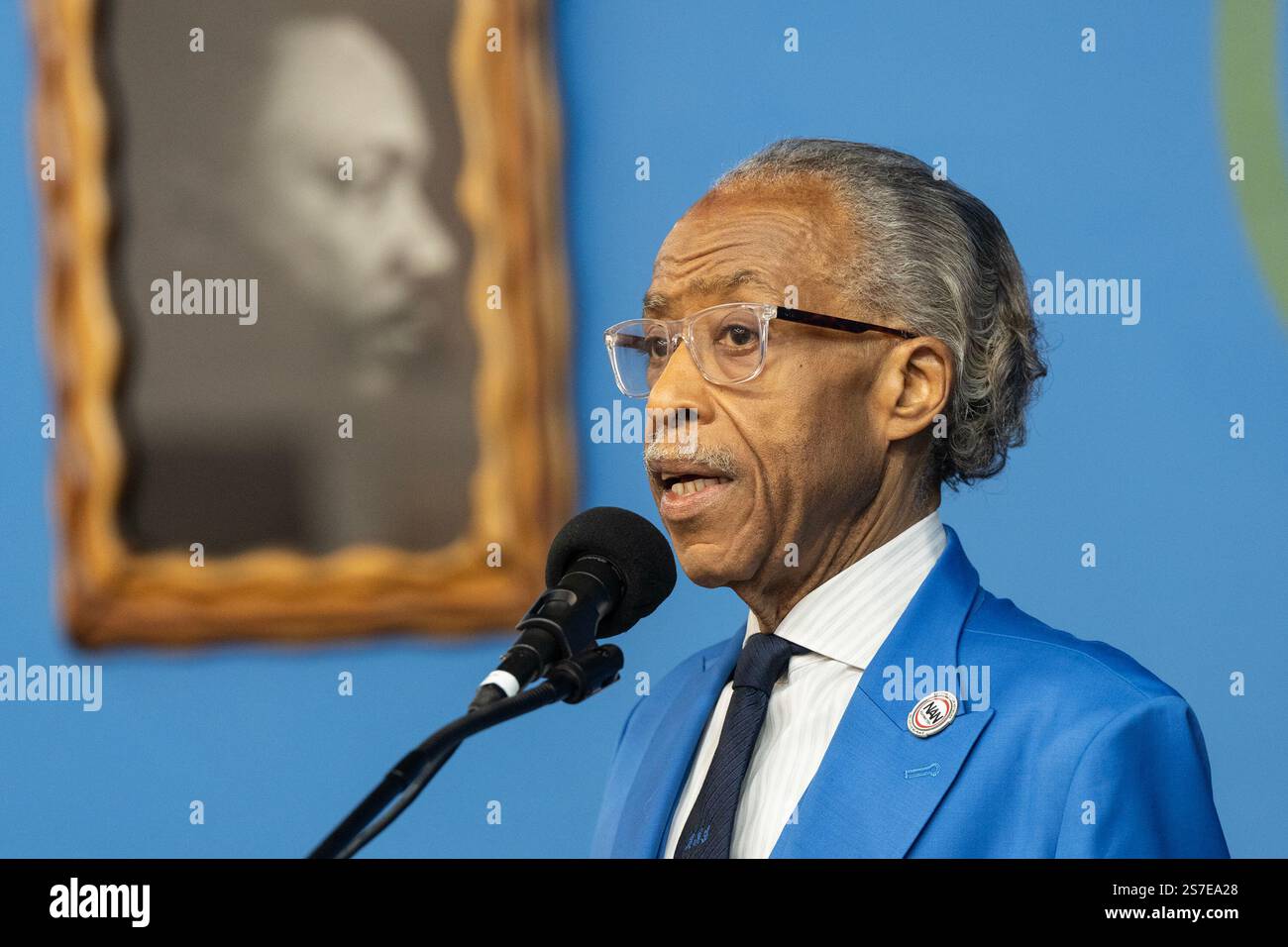 New York, United States. 18th Jan, 2025. Reverend Al Sharpton speaks ...