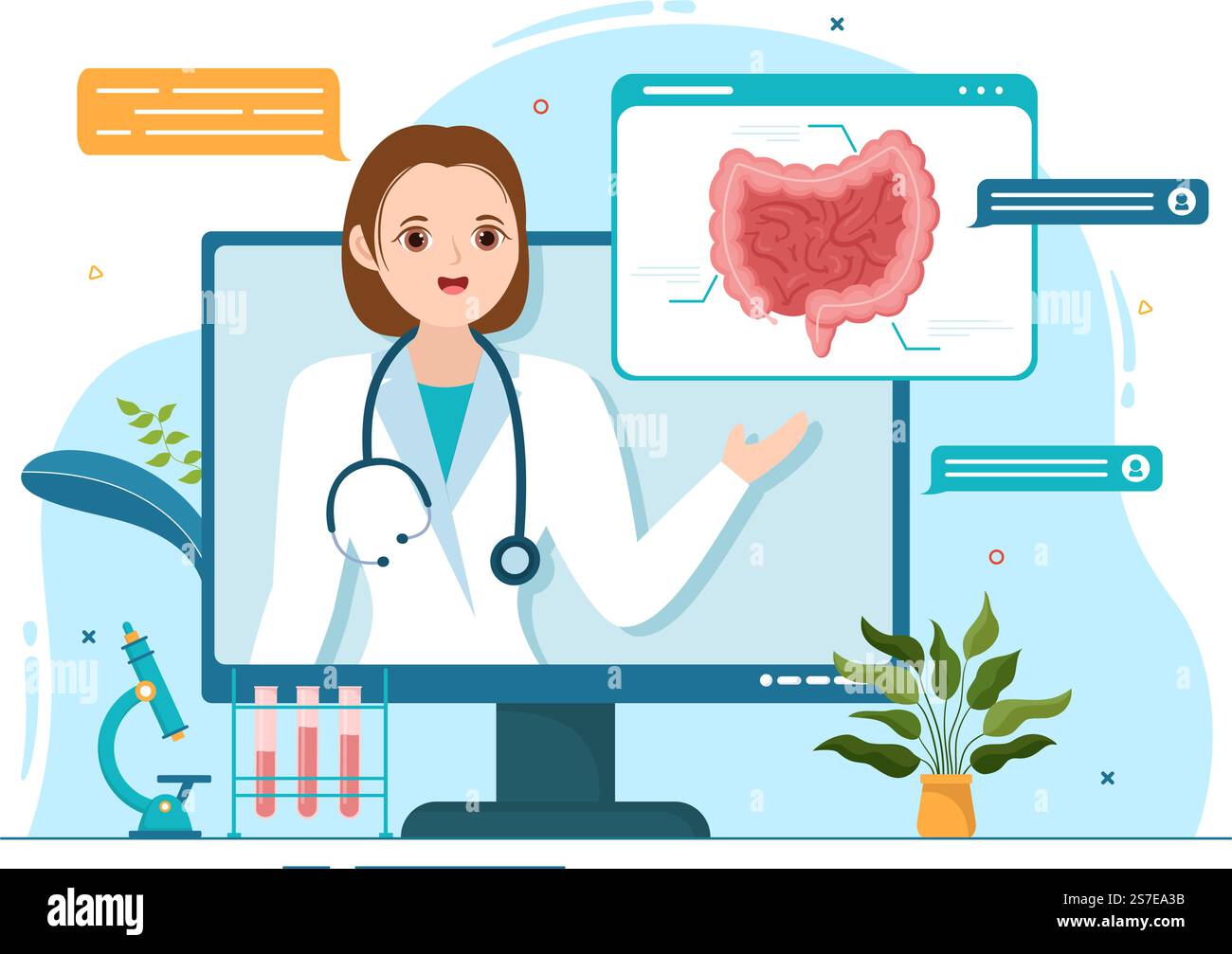 Proctologist or Colonoscopy Illustration with a Doctor Examines of the ...