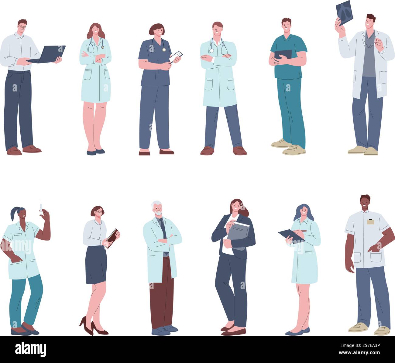 Hospital team, doctors, nurses and healthcare workers. Administrator ...