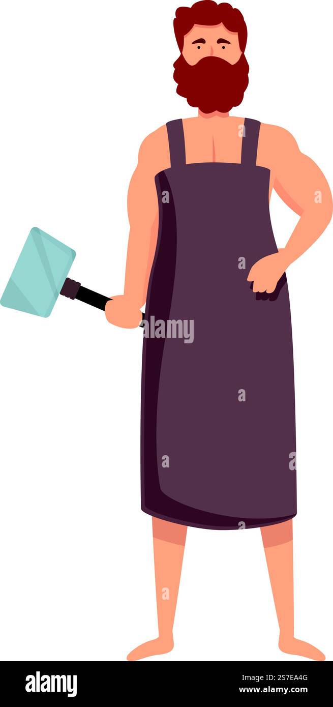 Hephaestus icon cartoon vector. Greek god. Ancient ares. Hephaestus ...