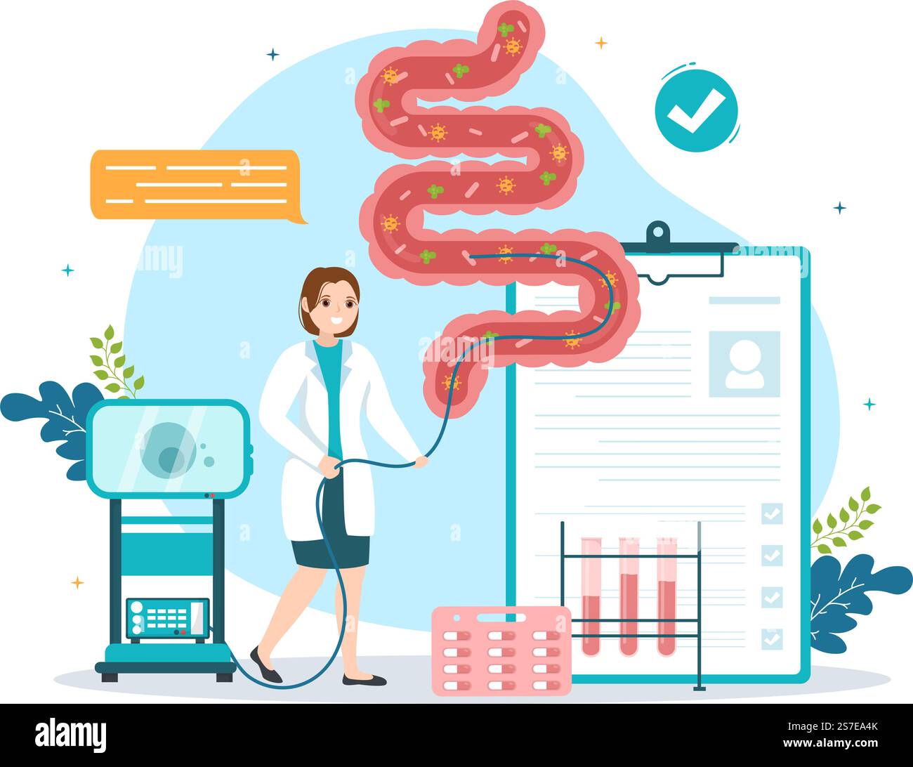 Proctologist or Colonoscopy Illustration with a Doctor Examines of the ...