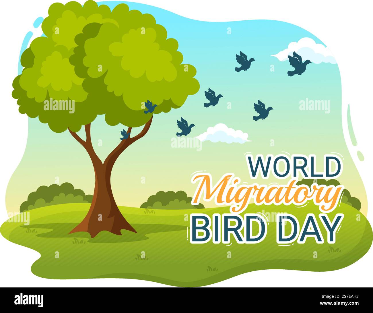 World Migratory Bird Day on May 8 Illustration with Birds Migrations ...