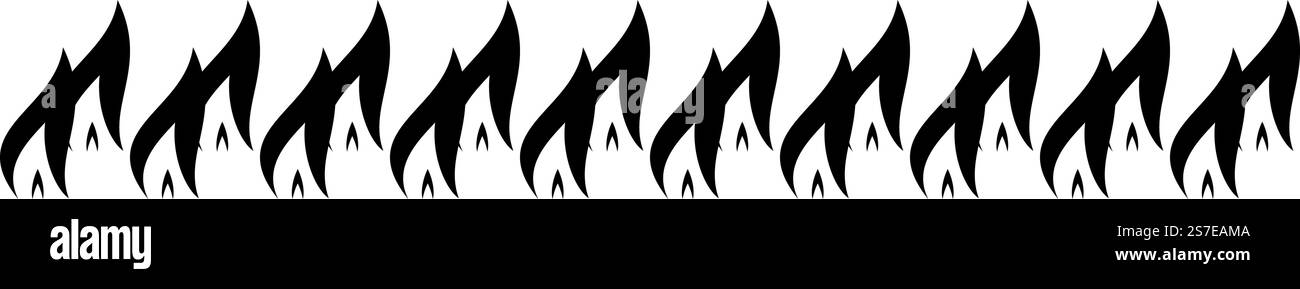 Burning fire flame row icon black color vector illustration image flat ...